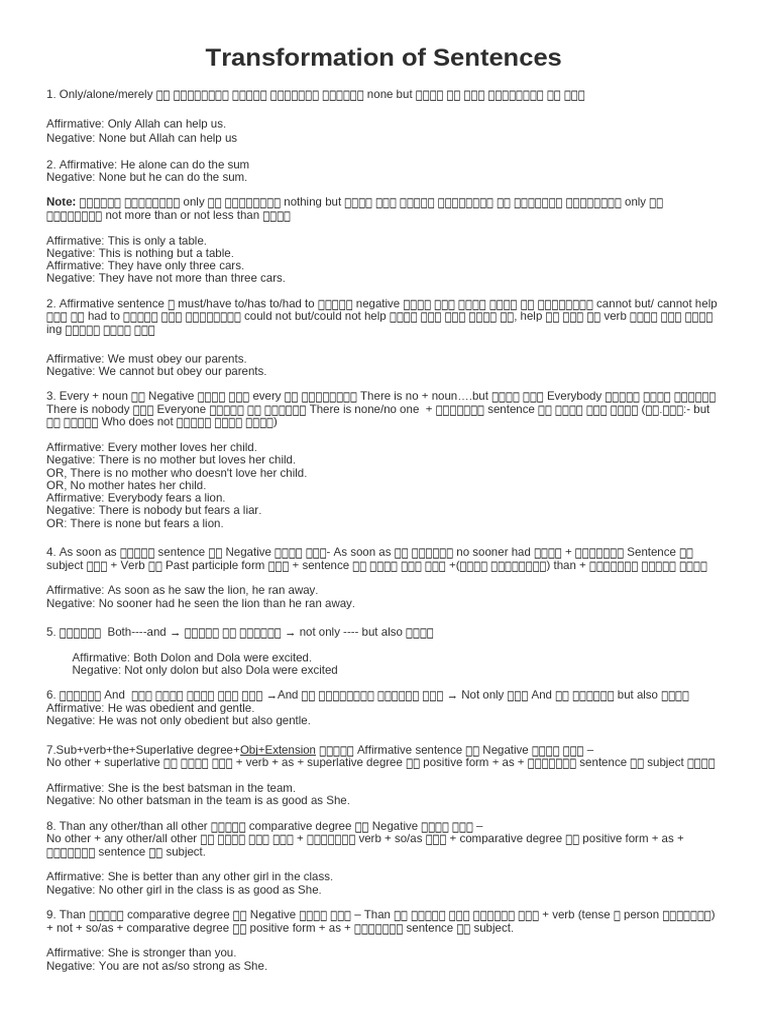 Transformation of Sentece | PDF | Verb | Syntax