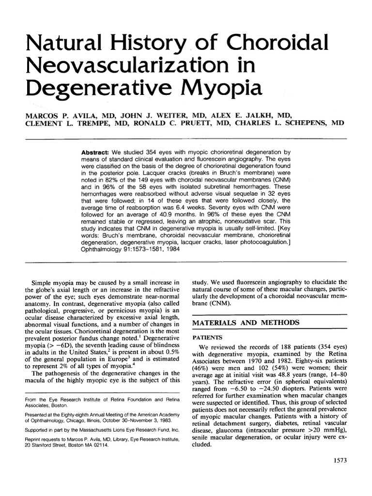Avila Et Al Classification of Myopic Maculopathy | PDF | Human Eye | Retina