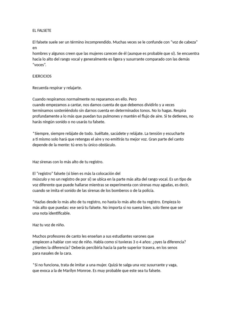 Técnicas para Cantar en Falsete | PDF | Canto | Música vocal