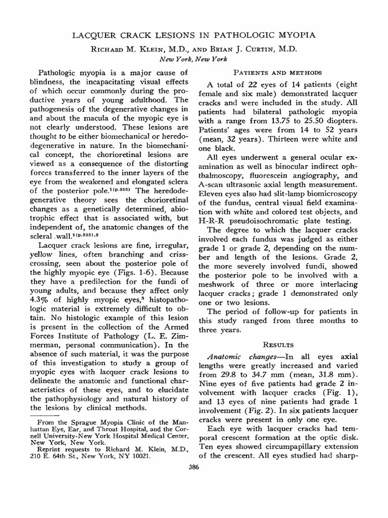 Lacquer Crack Lesions in Pathological Myopia | PDF | Visual Acuity | Myopia