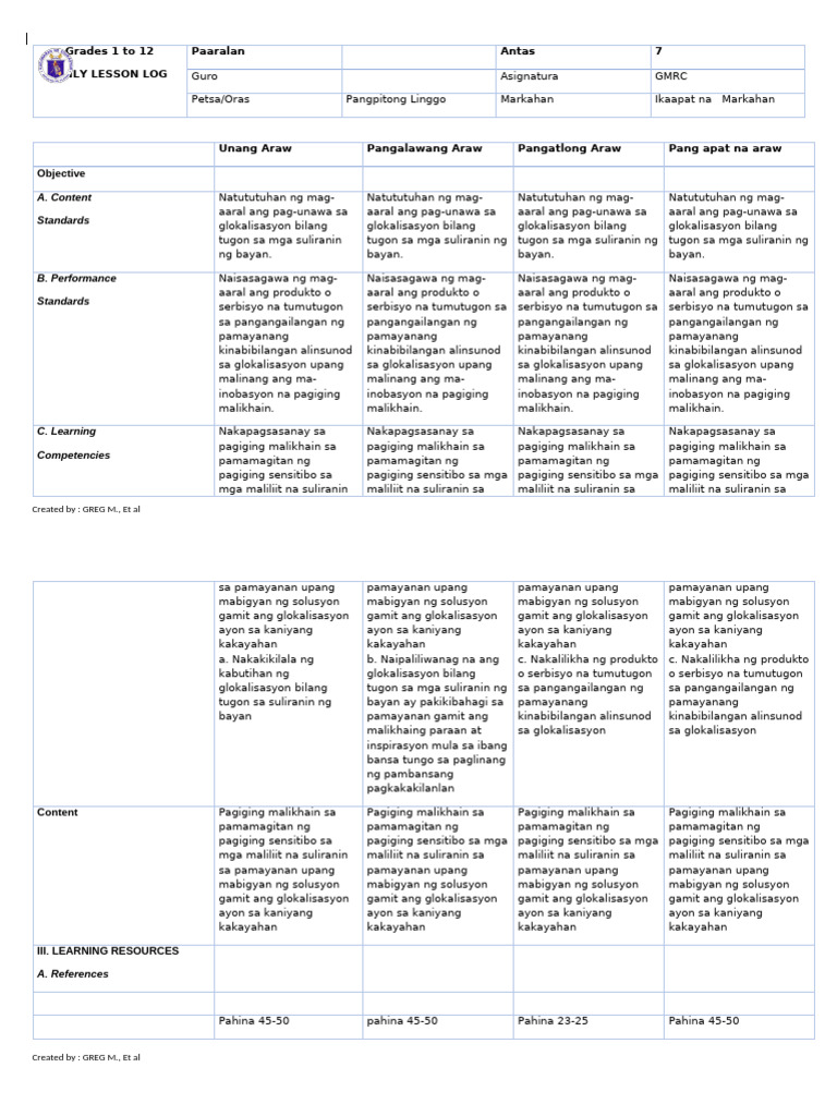 GMRC 7 Q4 Week 7 | PDF