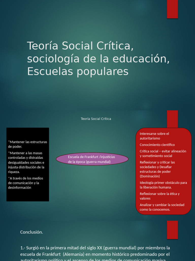 Teoría Social Crítica Sociología de La Educación | PDF | Desigualdad ...