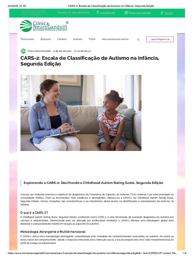 CARS-2 - Escala de Classificação de Autismo Na Infância, Segunda Edição ...