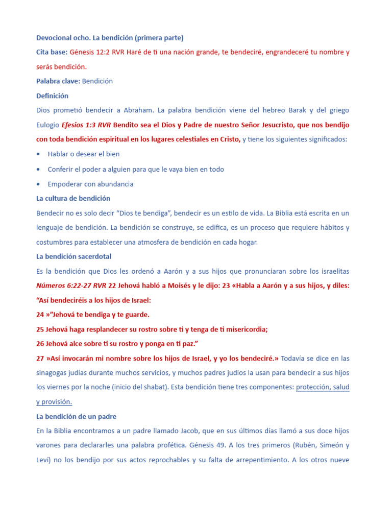 Cultura de Bendición Familiar | PDF | Bendición | Contenido bíblico