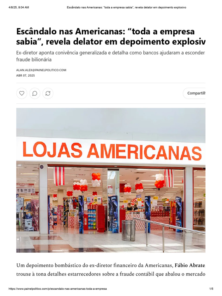 Delator revela fraude na Americanas | PDF | Contabilidade