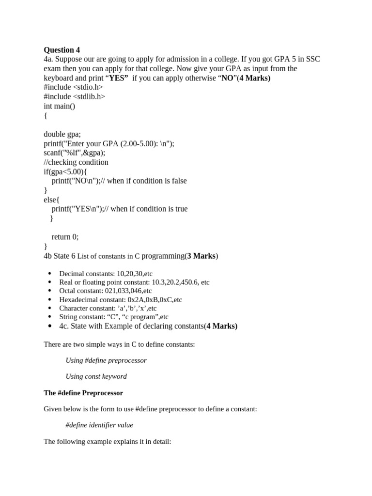 Question 4 | PDF | Integer (Computer Science) | Data Type