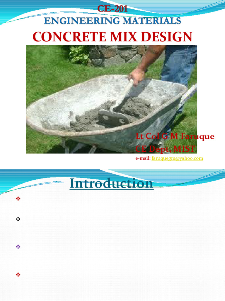 Concrete Mix Design Principles | PDF | Concrete | Cement