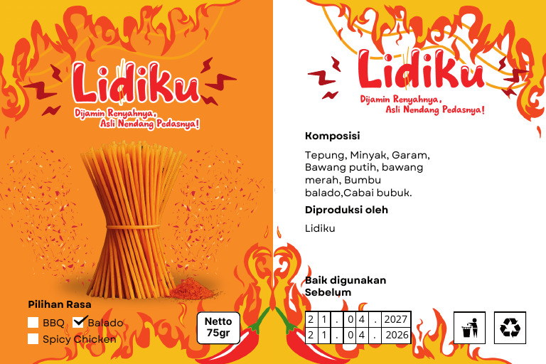 Label Kemasan Kuning Ilustratif Simpel Keripik Kentang - 20250421 ...