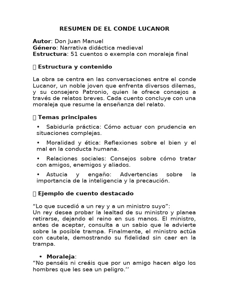 Resumen de El Conde Lucanor | PDF