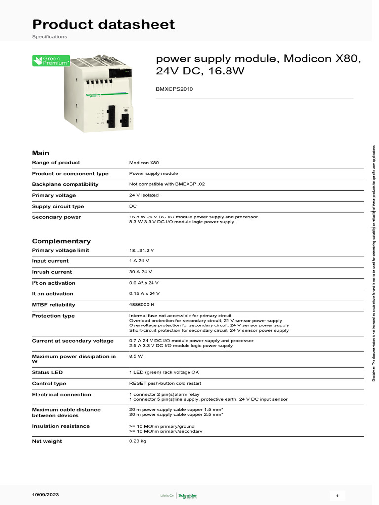 Modicon X80 Modules - BMXCPS2010 | PDF | Power Supply | Programmable ...
