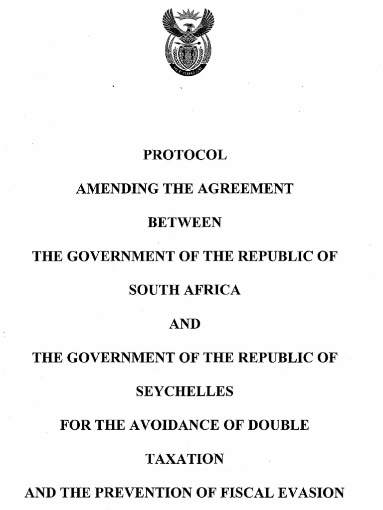Protocol Agreement Between Seychelles and South Africa | PDF | Dividend ...