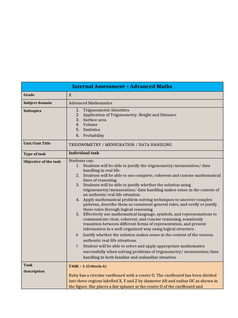 G10_IA_Adv Mathematics(2024-25)_TE2 (1) | PDF | Mathematics | Median