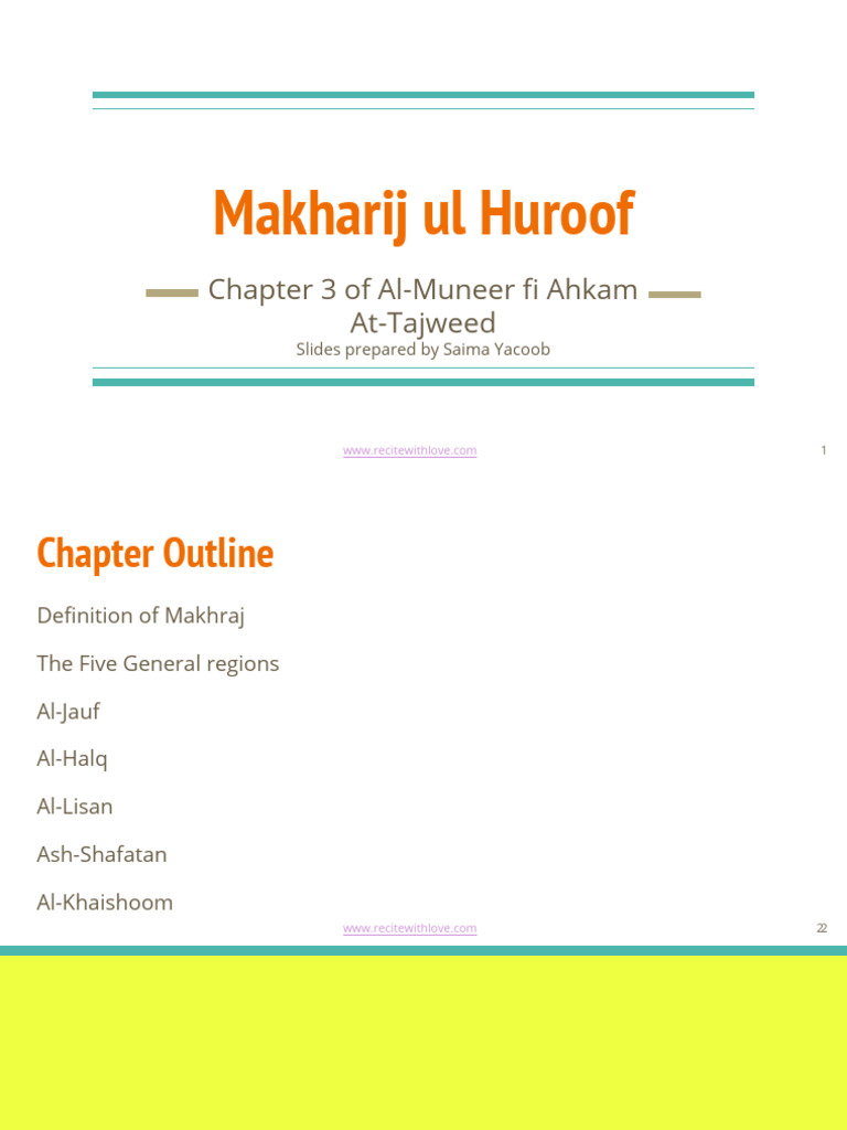 Chapter 3 Makharij Ul Huroof 1 | PDF | Tooth | Dental Anatomy