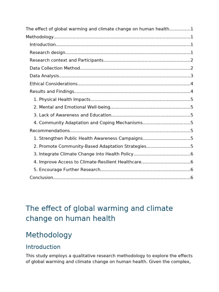 The Effect of Global Warming and Climate Change On Human Hea | PDF ...
