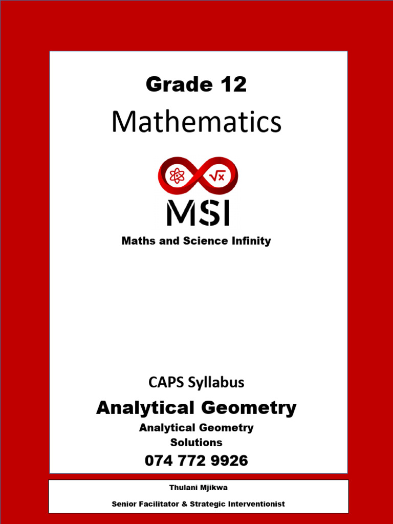 Grade 12 Analytical Geometry Notes | PDF | Triangle Geometry | Euclid