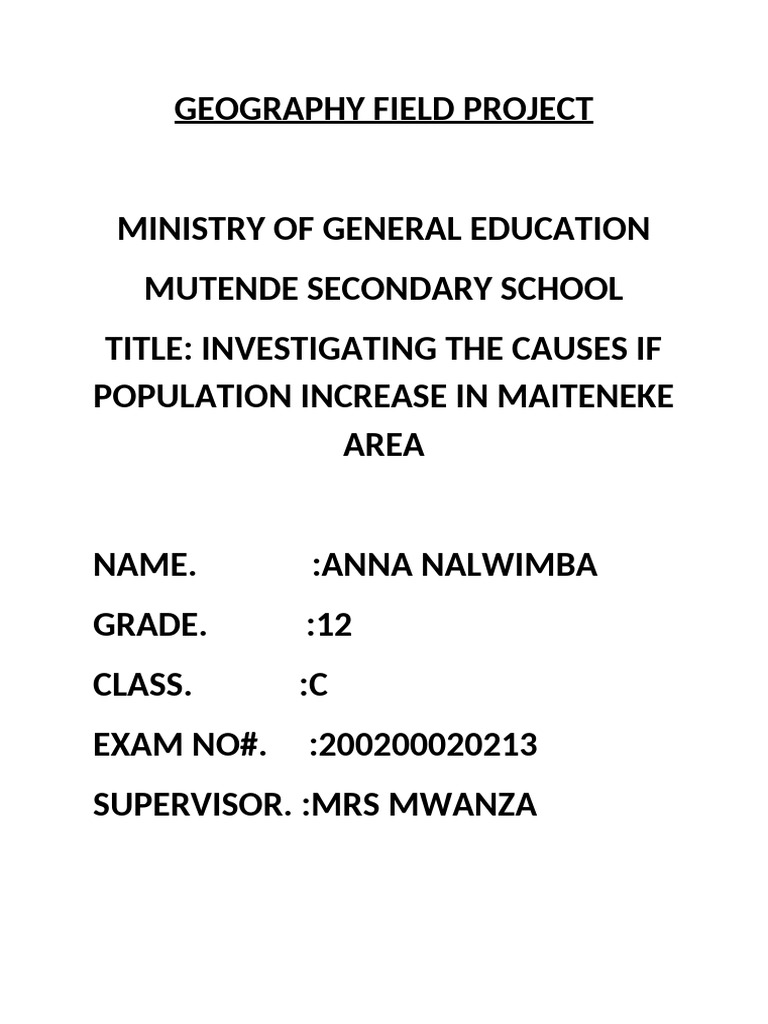 Geography Field Project | PDF