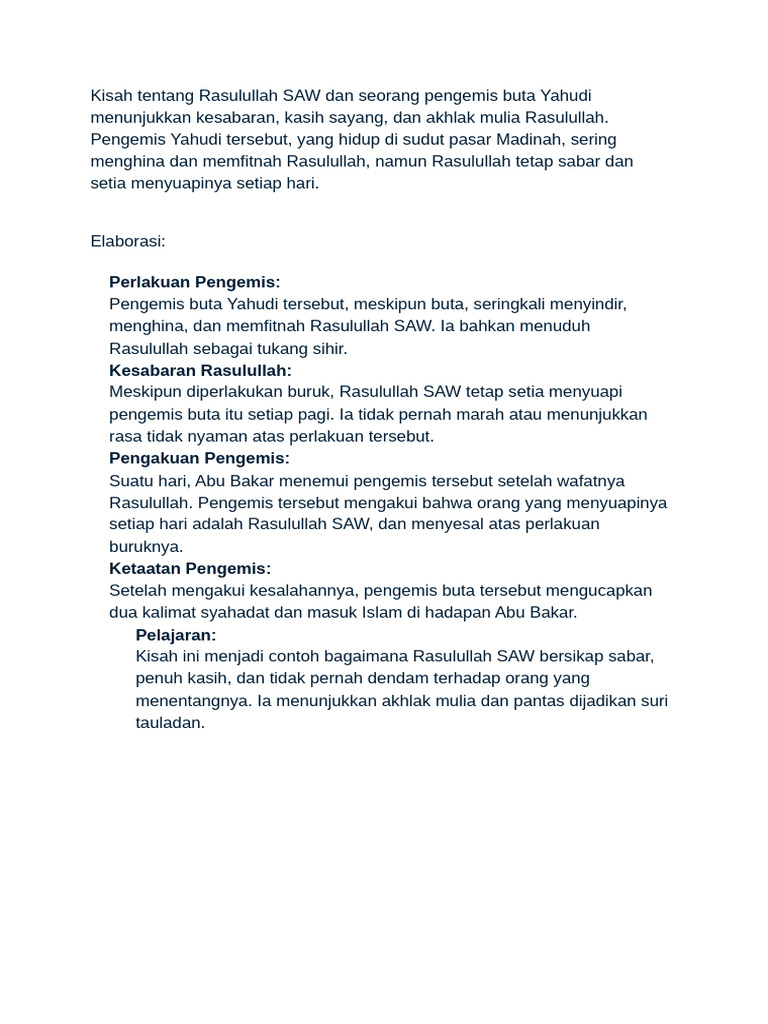 Pelajaran dari Kisah Pengemis Buta | PDF