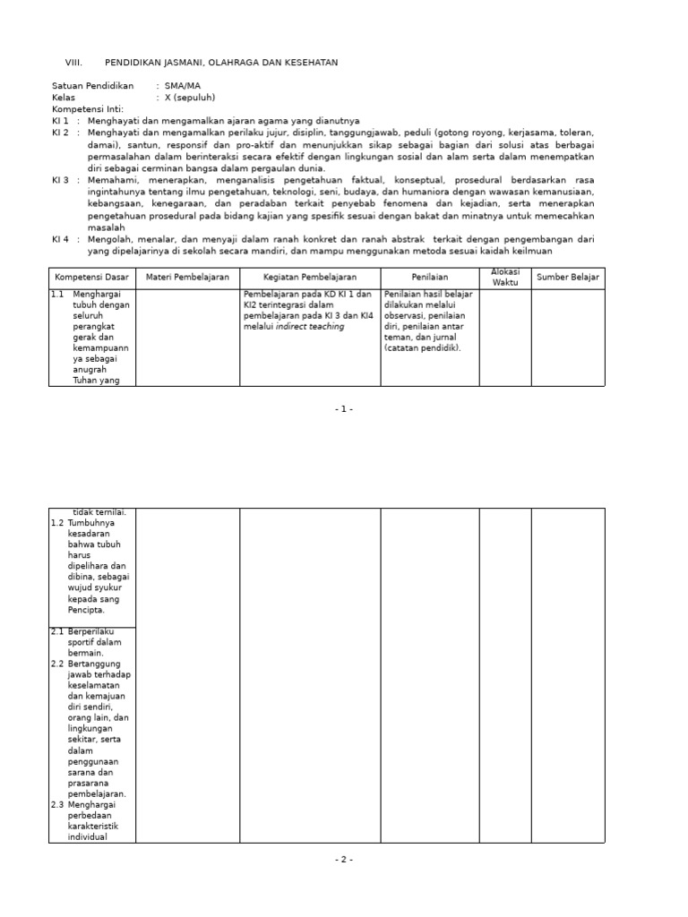 8. SILABUS PJOK SMA | PDF