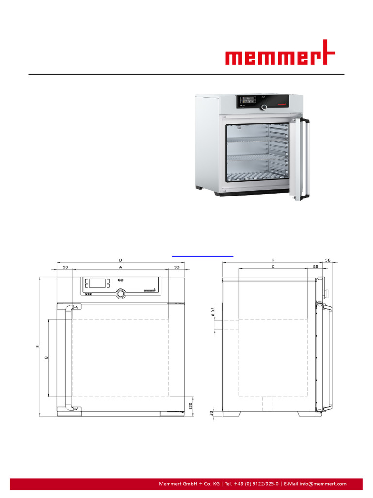 Memmert UN110 Lab Oven Specifications | PDF | Temperature | Door