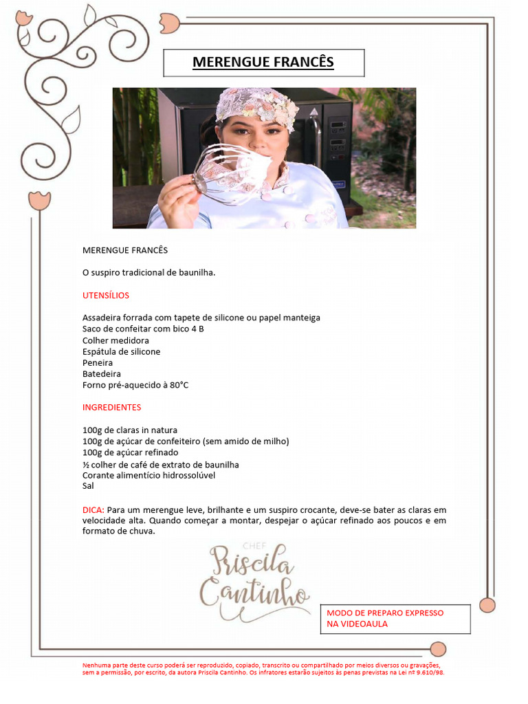 Merengue Francês: Receita e Dicas | PDF
