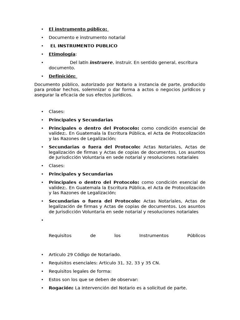 Instrumento Público: Definición y Clases | PDF
