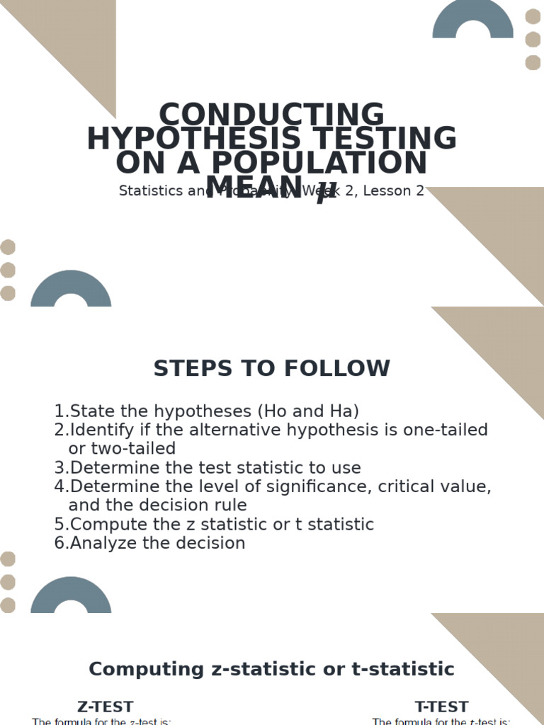 Statprobq4 Week2 Lesson2 | PDF | Hypothesis | Statistical Theory