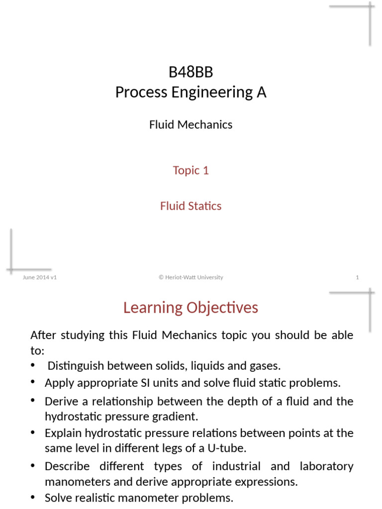B48BB Topic 1 Lecturer Slides v1 | PDF | Pressure | Surface Tension
