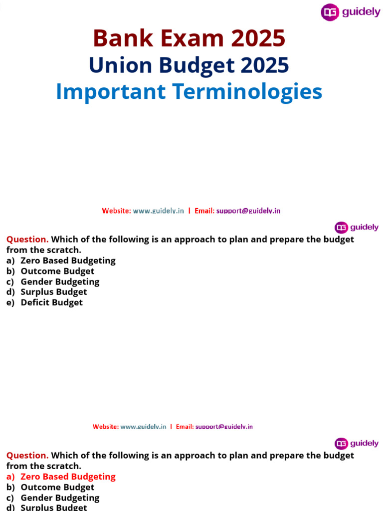 Key Budgeting Concepts for Bank Exam 2025 | PDF | Government Budget ...