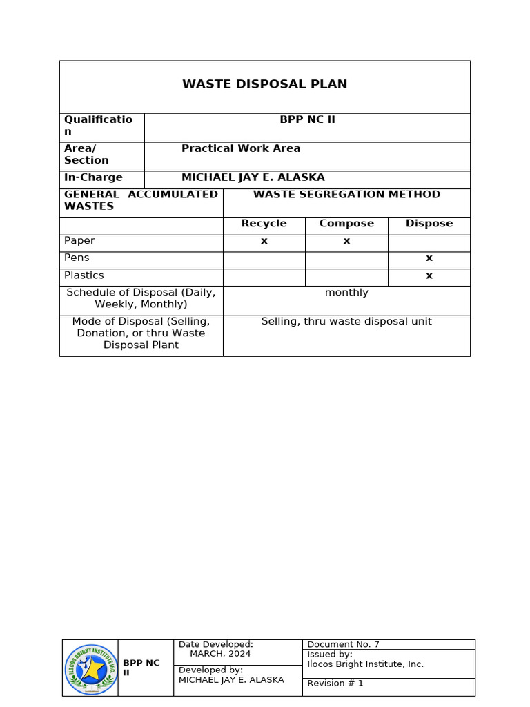 MTF 7 - WASTE SEGREGATION LIST | PDF