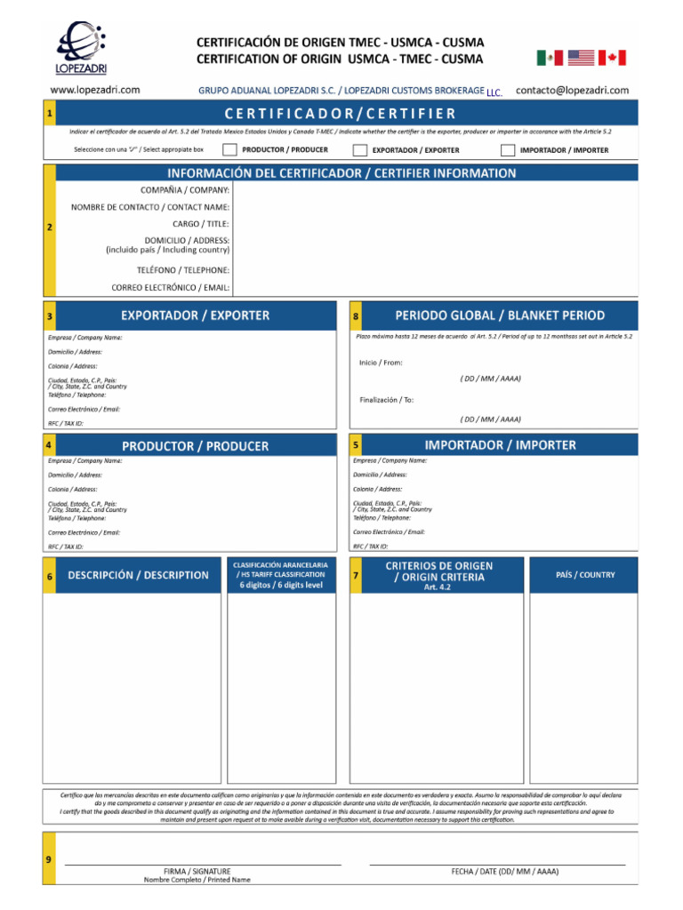 USMCA-TMEC-Certification-2020 | PDF