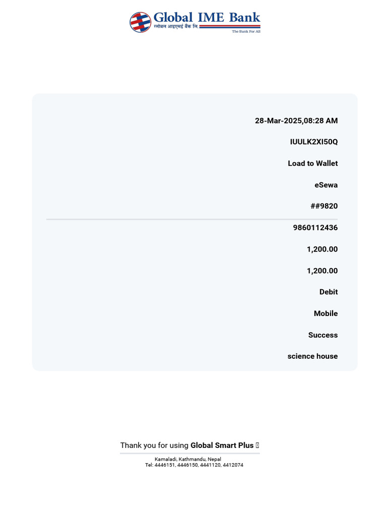 eSewa Wallet Payment Receipt | PDF