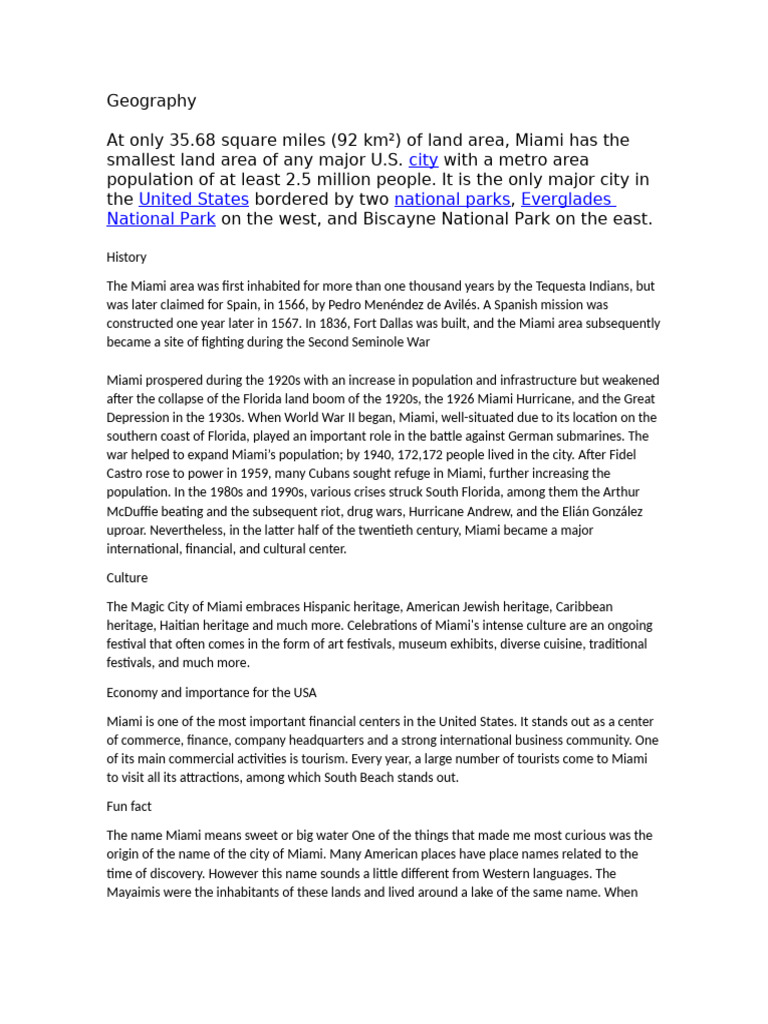 Overview of Miami's Geography and History | PDF | Miami | Florida