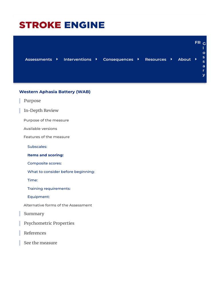 Western Aphasia Battery Overview | PDF | Aphasia | Neuroscience
