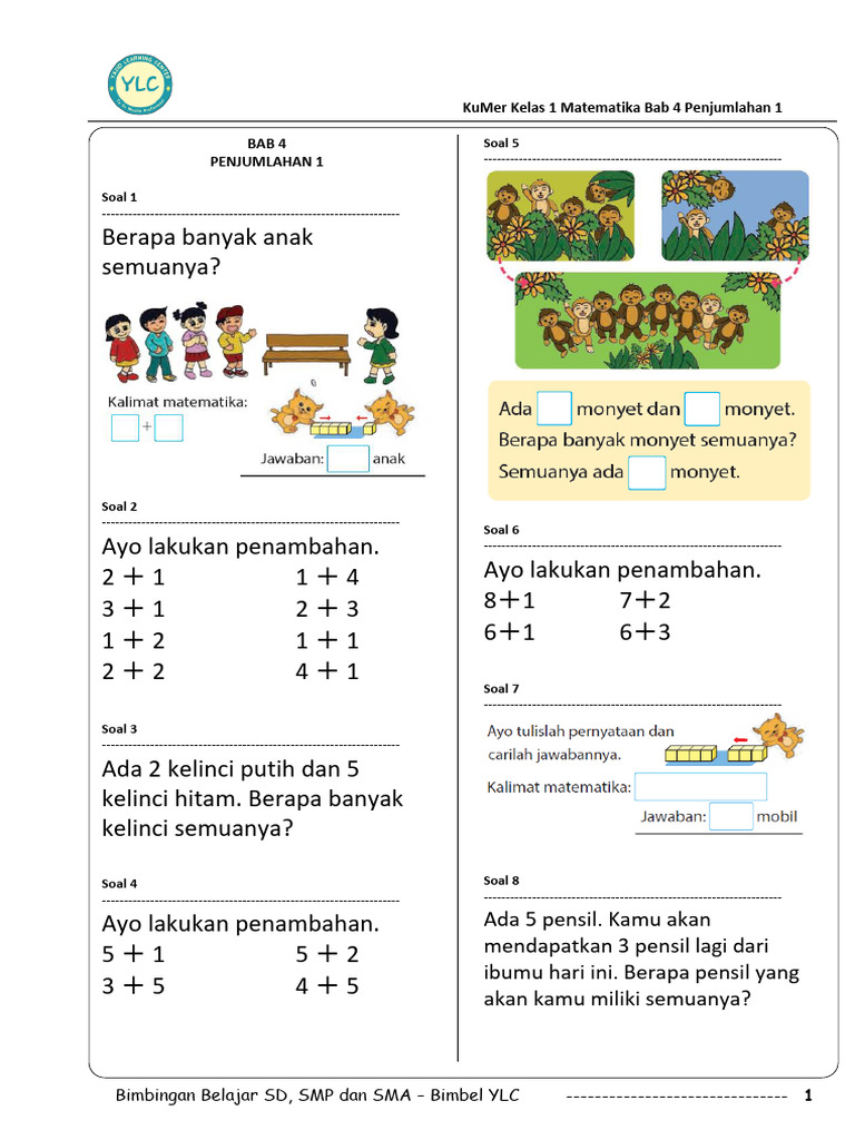 Kumer Kelas 1 Matematika Bab 4 Penjumlahan 1 | PDF