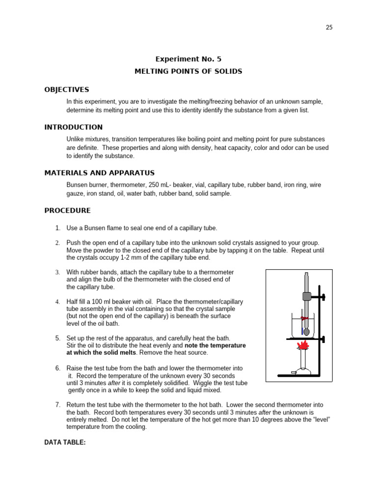 Expt 5 - Melting Point Determination Students Version | PDF | Melting Point | Melting