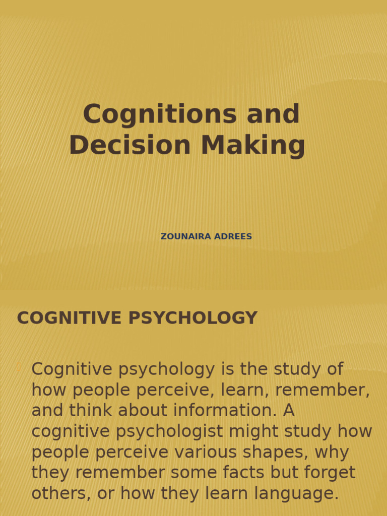 Cognitions and Decision Making | PDF | Perception | Utility