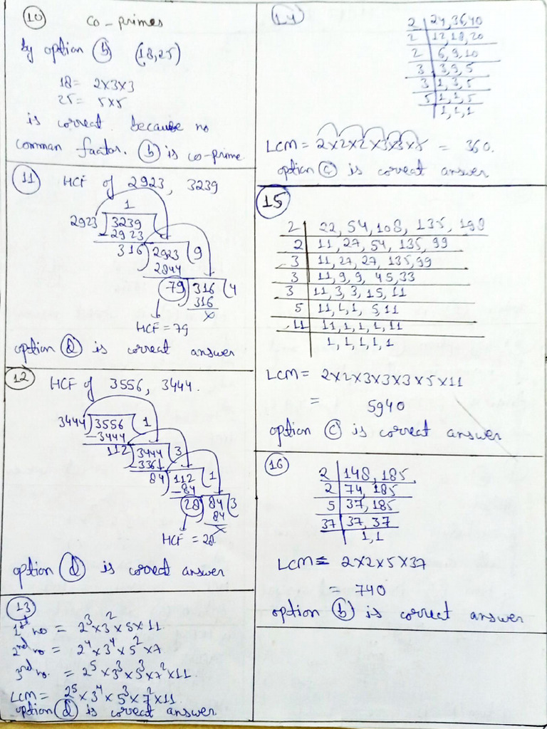 answer key hcf lcf | PDF