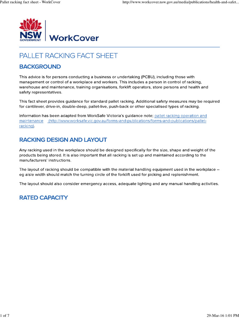 Pallet Racking Safety Guidelines | PDF