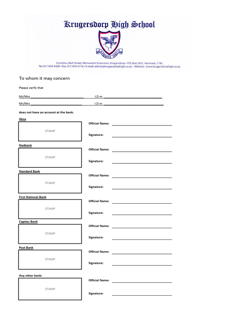 Bank Letter KHS | PDF