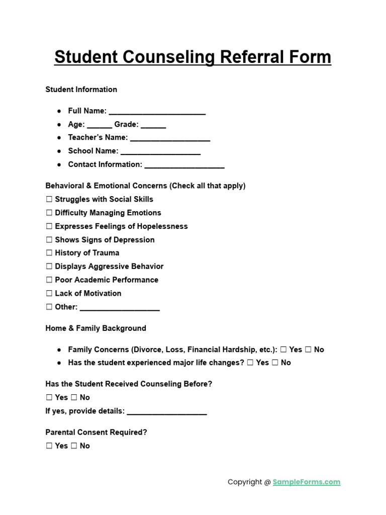 Student Counseling Referral Form | PDF