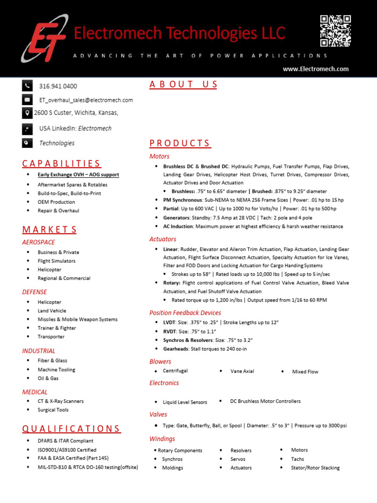 Electromech Flyer + OVH Capabilities | PDF | Actuator | Electric Motor