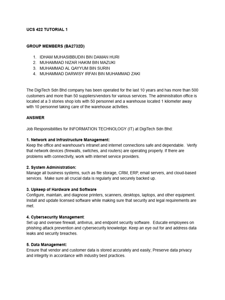 Ucs 422 Tutorial 1 | PDF