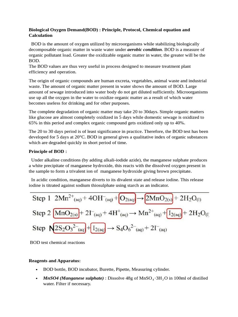 Biological Oxygen Demand | PDF | Titration | Chemistry