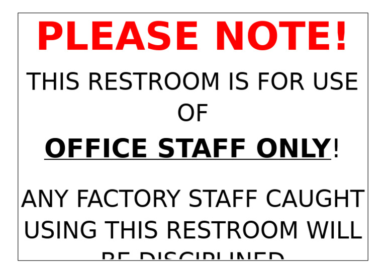 Office Staff Only Toilet | PDF