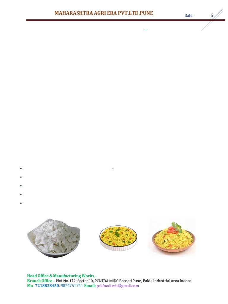 Maharastra Agri Era Auto Poha 200-250 KG Quatation | PDF | Prices | Rice
