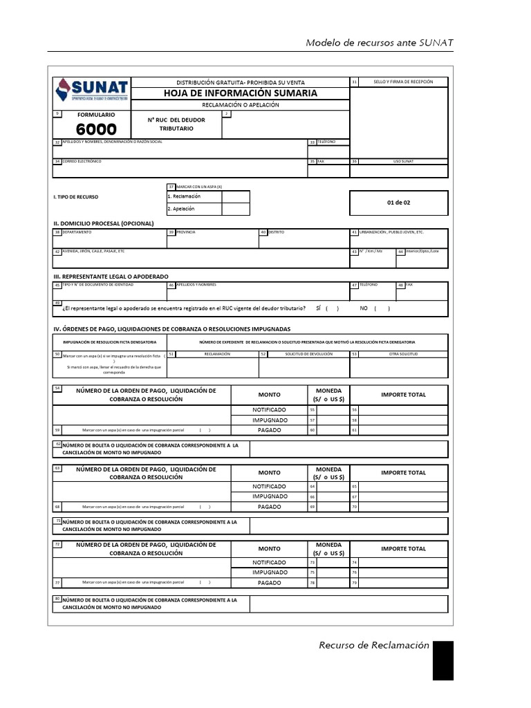 Modelo Reclamacion Sunat 1 | PDF | Estatuto de limitaciones | Justicia