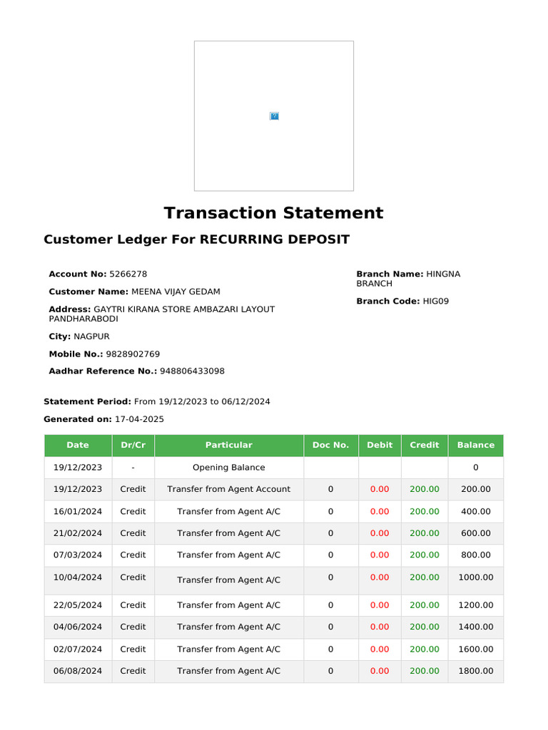 Transaction Statement | PDF