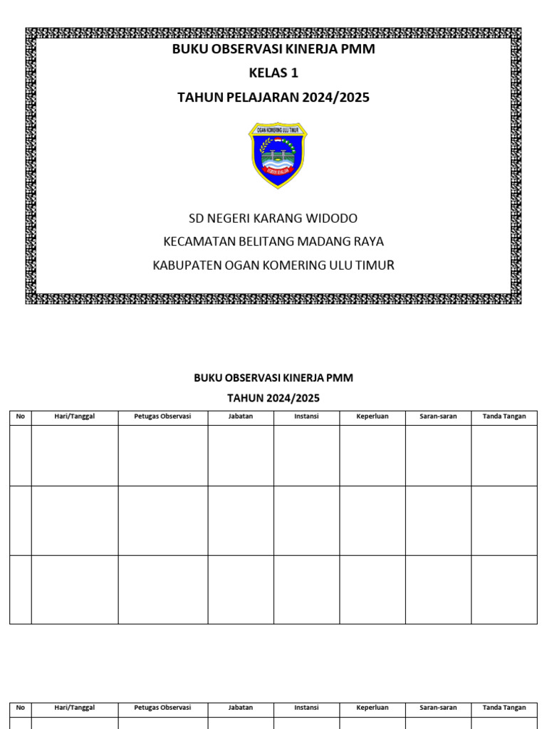 Buku Observasi Kinerja PMM | PDF