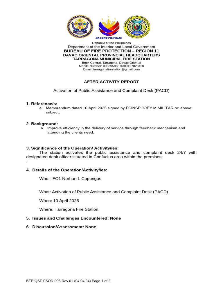 AAR-Activation of PACD | PDF