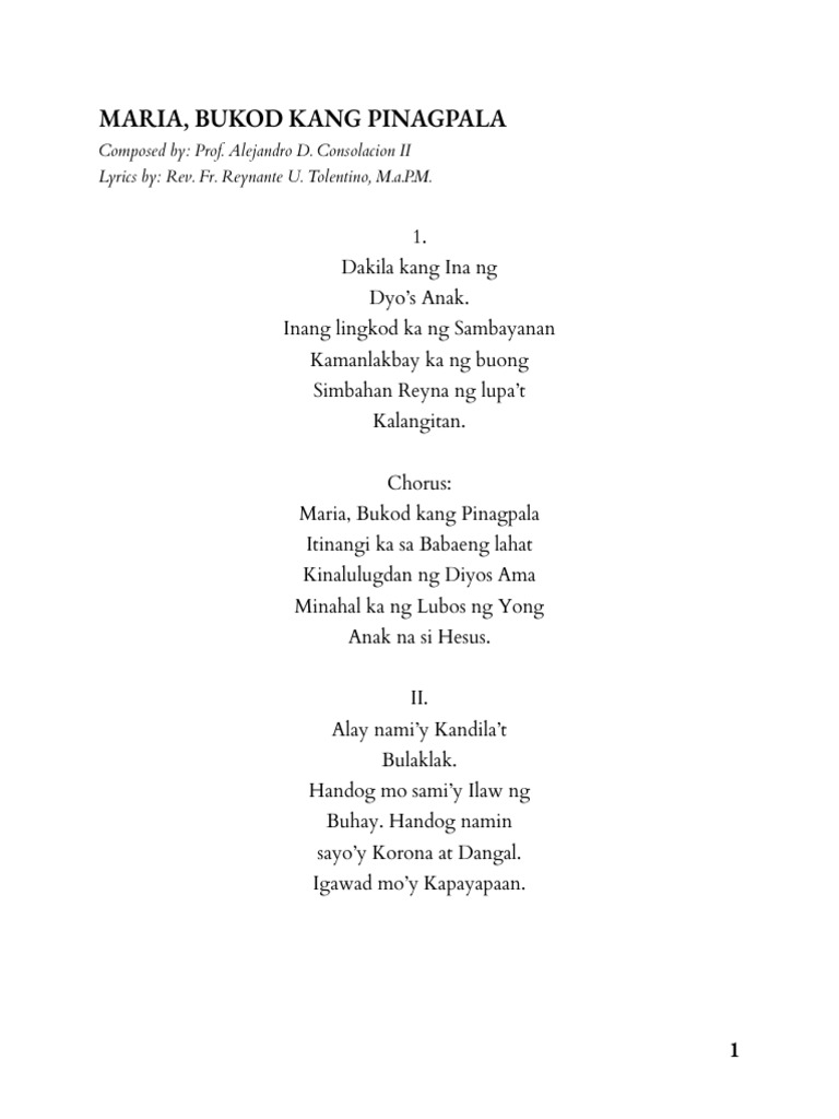 Maria, Bukod Kang Pinagpala Lyrics | PDF